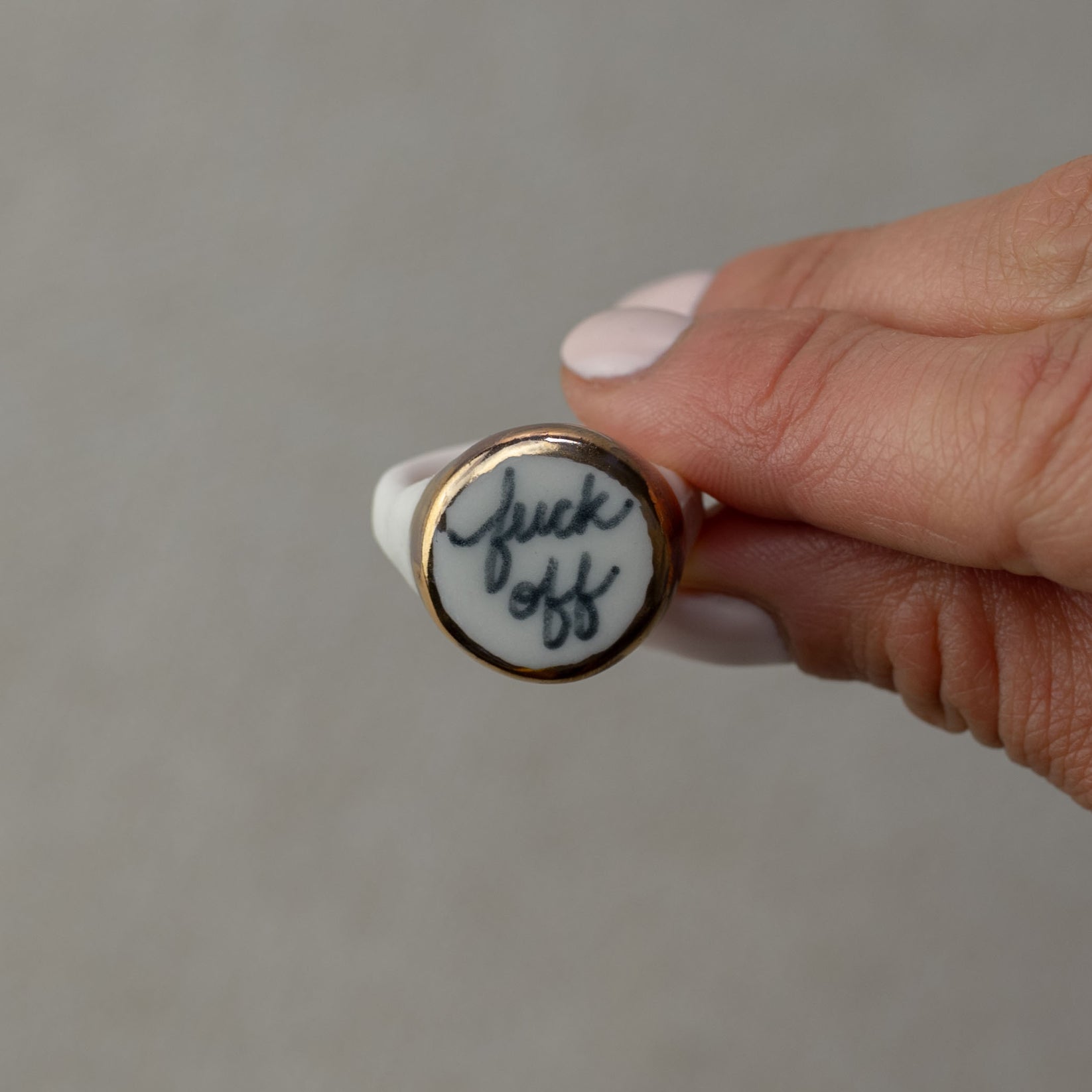 Expletives Gilded Porcelain Ring – Jacqueline Tse Studio/ mad brooklyn